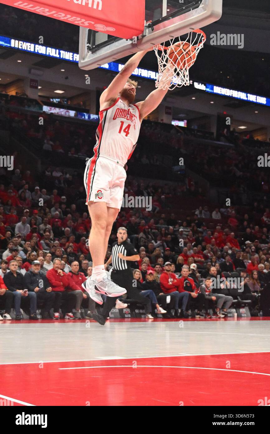 November 20, 2025: Ohio State Buckeyes forward Brandon Noel (14) slam ...