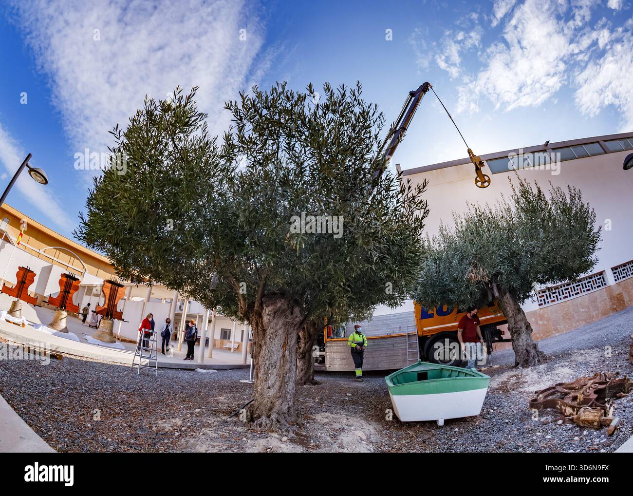 Crane Operation: Lifting the Bells in the Sunshine Stock Photo - Alamy