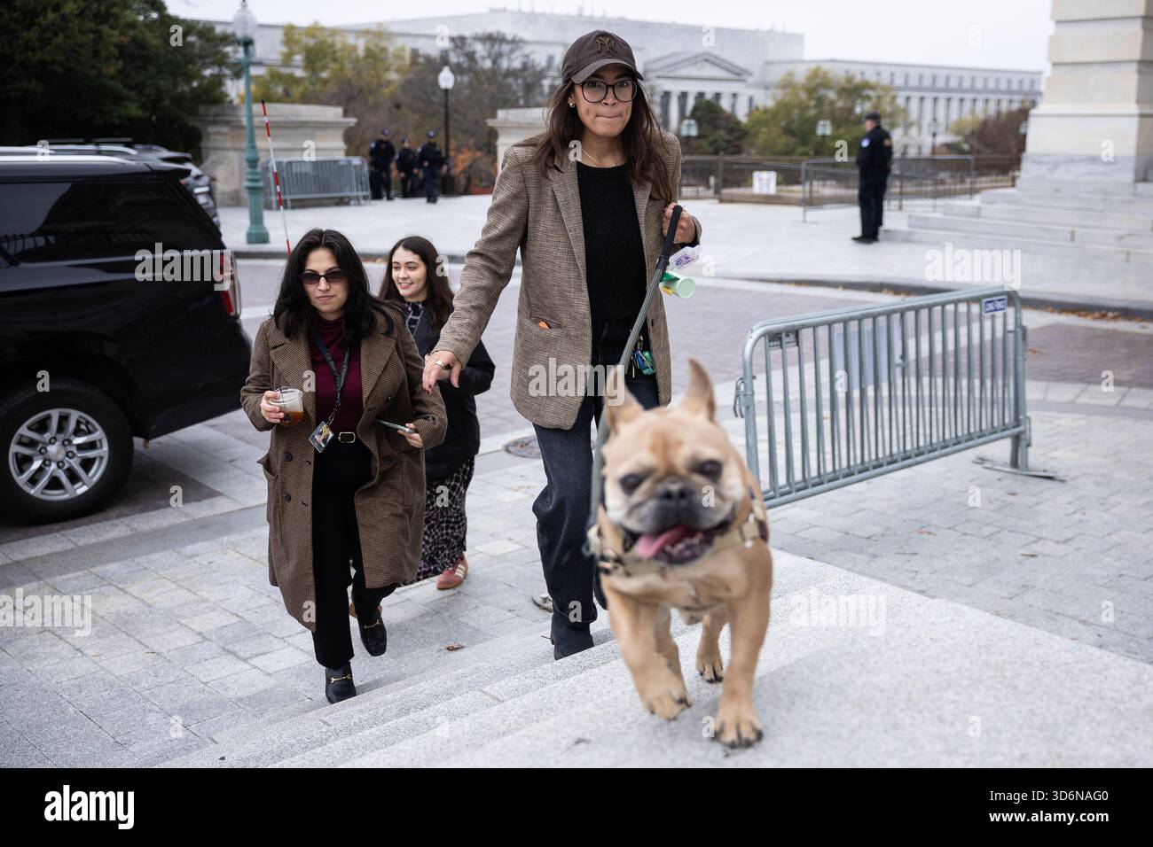 Rep. Alexandria Ocasio-Cortez (D-N.Y.) is seen with her dog, Deco, as ...
