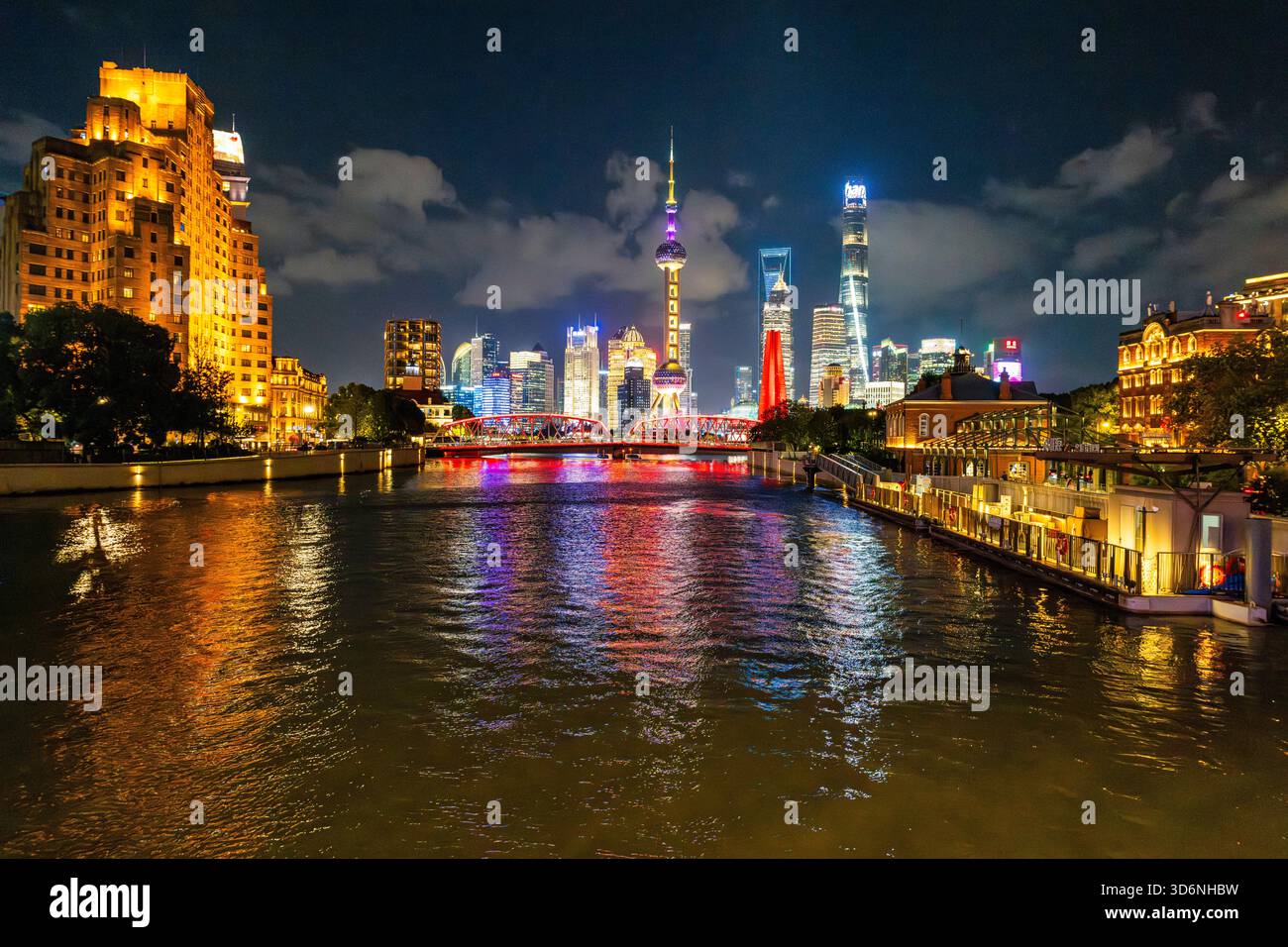 View along Suzhou Creek from the Zhapu Road bridge towards Garden ...