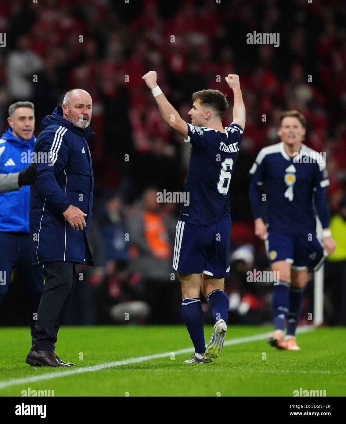 Scotland's Kieran Tierney celebrates scoring his sides third goal with ...