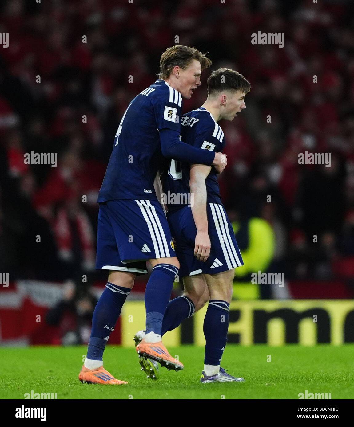 Scotland's Kieran Tierney celebrates scoring his sides third goal with ...