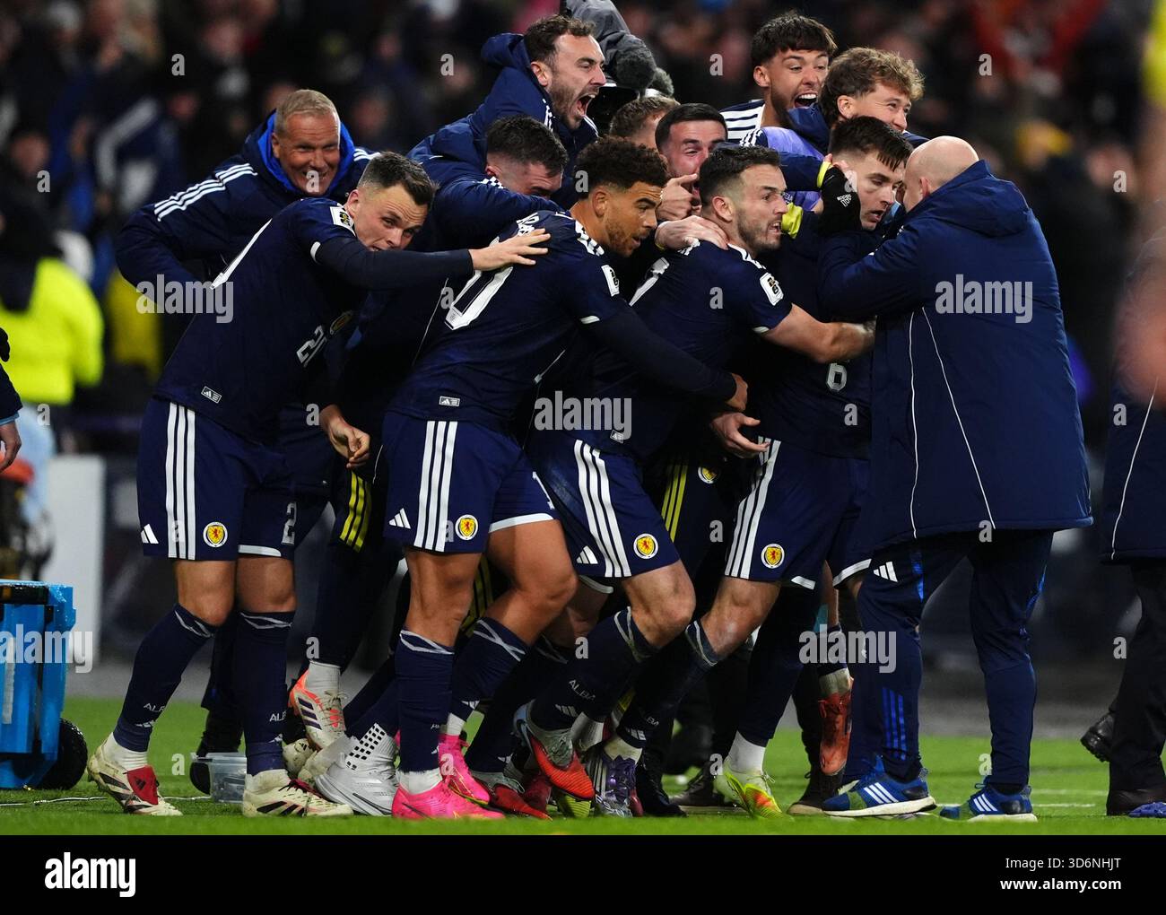 Scotland's Kieran Tierney celebrates scoring his sides third goal with ...