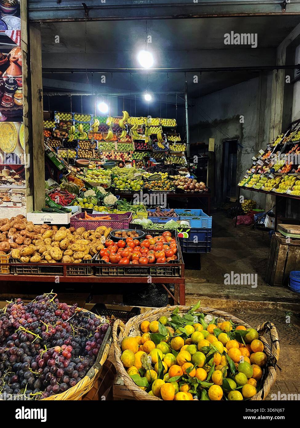 "Fresh fruits bursting with color at a vendor’s stall in Tangier’s ...