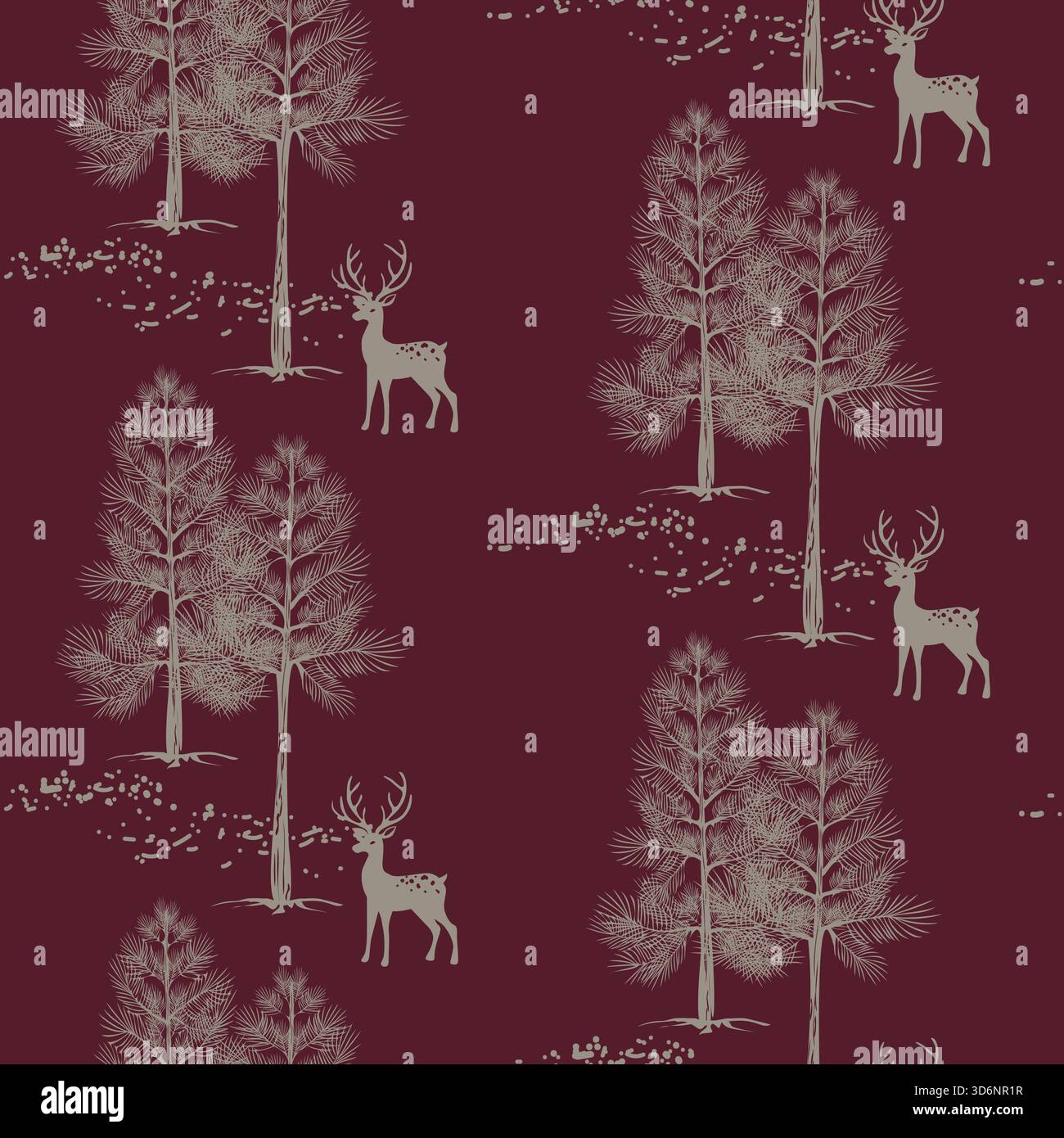 Deer in forest evergreen tree Stock Vector Images - Alamy