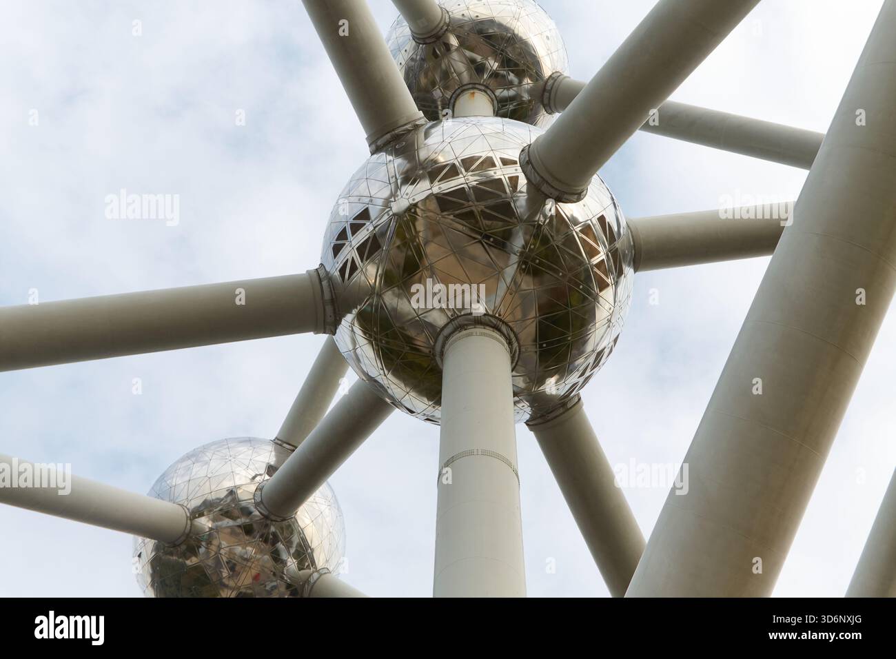 Brussels, Belgium - October 01, 2025: Detailed close-up of the Atomium ...