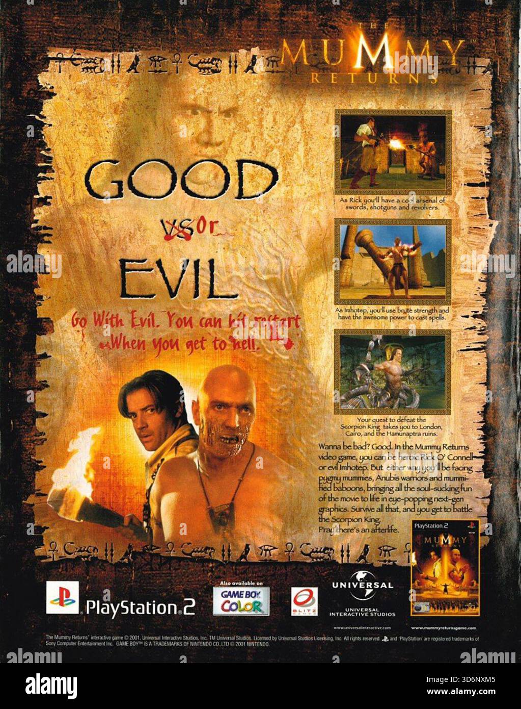 2001 The Mummy Returns video game for Nintendo Game Boy Color ad, based ...