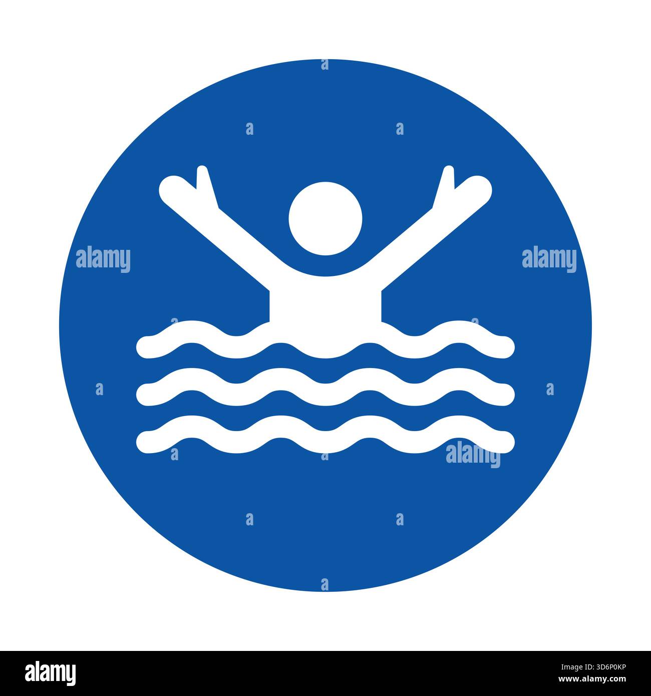 This graphic illustrates a lifeguard alert icon with a person raising ...