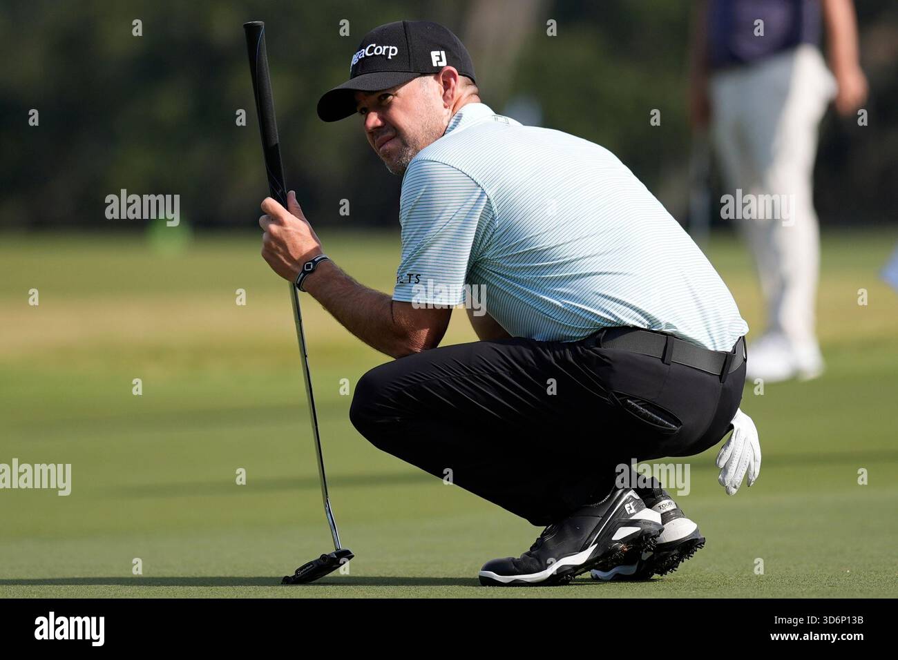 Brian Harman waits to putt on the nineth green during the second round ...