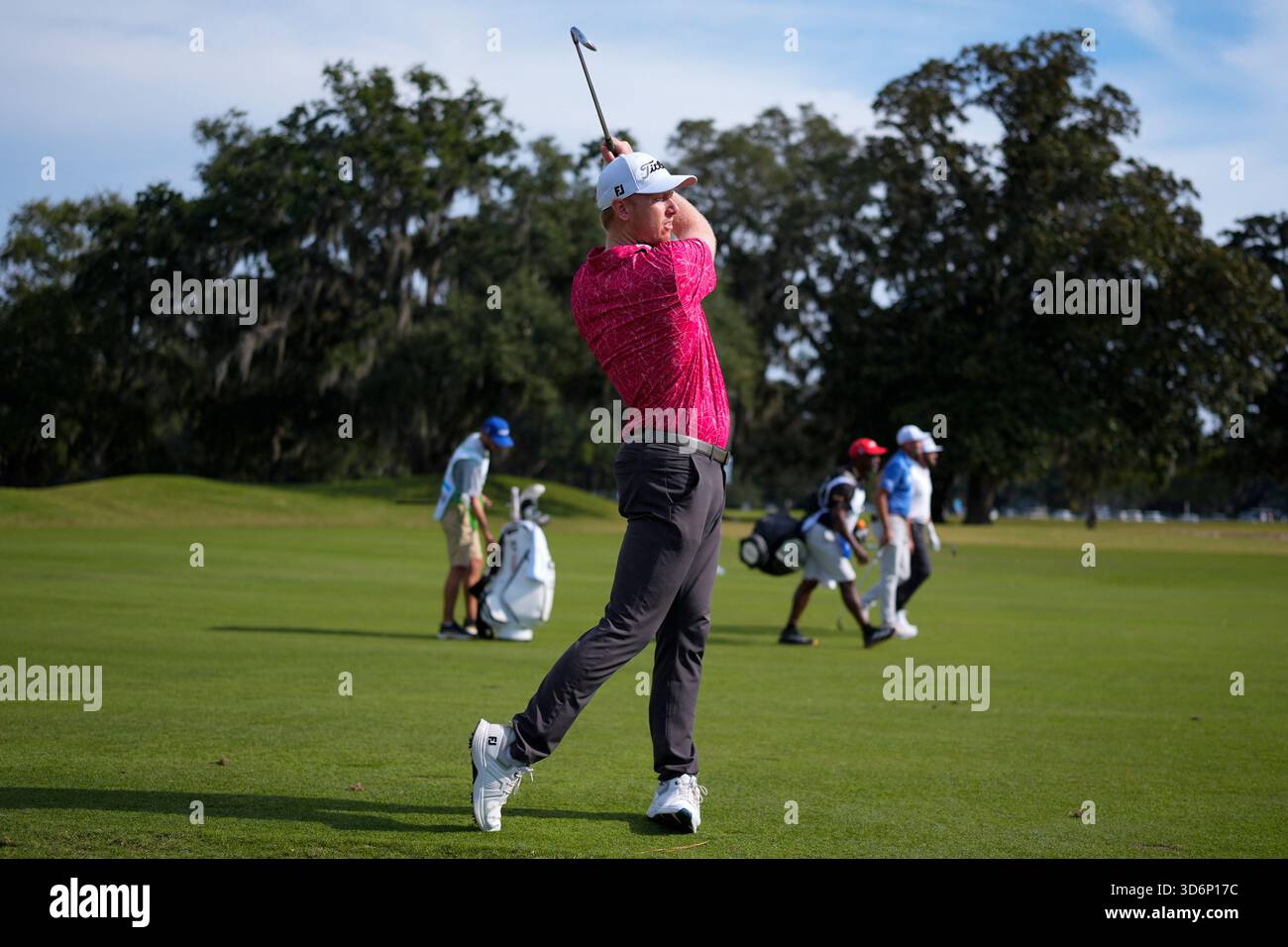 Hayden Springer hits out of the nineth fairway during the second round ...