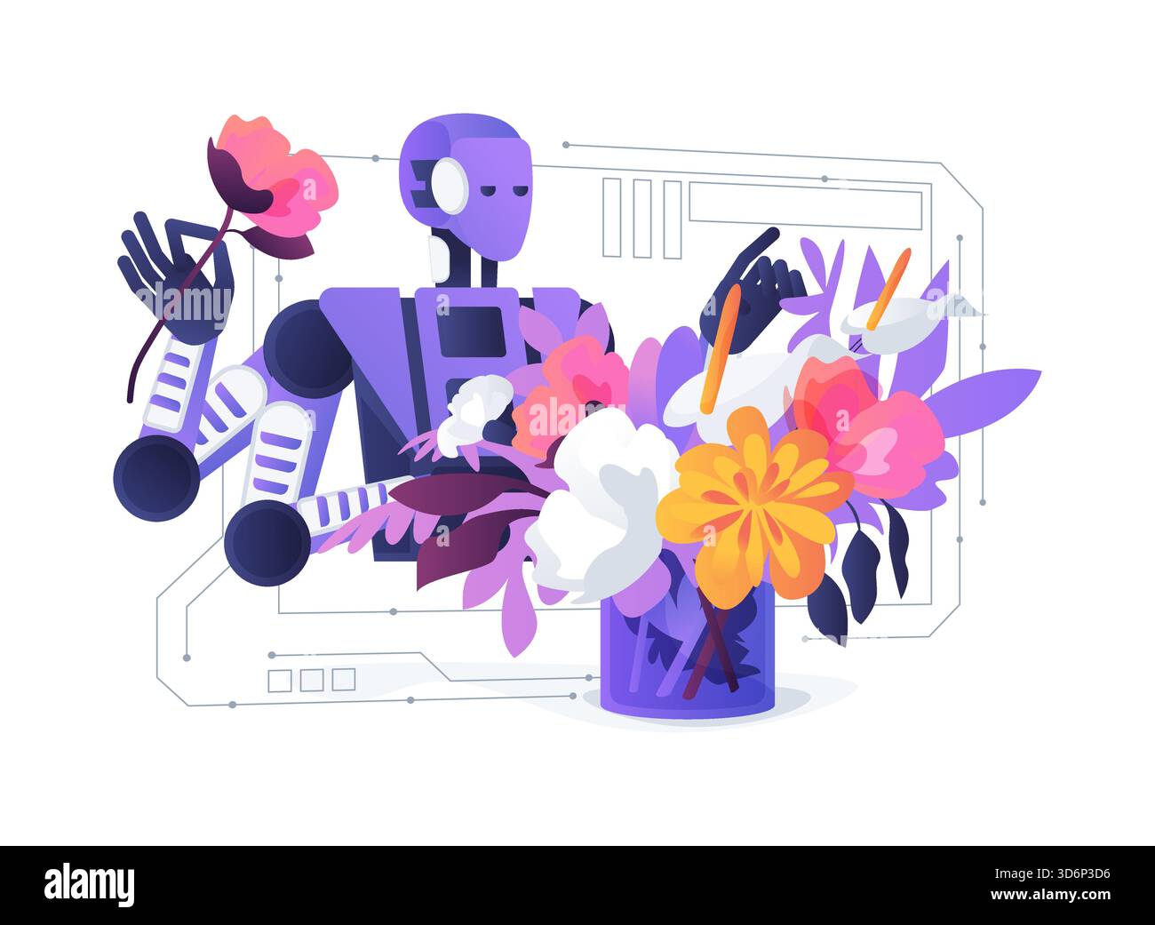 Robotic Flower Arrangement abstract concept vector illustration Stock ...