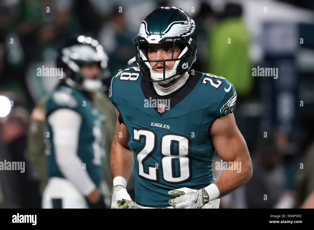 Philadelphia Eagles running back Will Shipley (28) jogs on the field ...