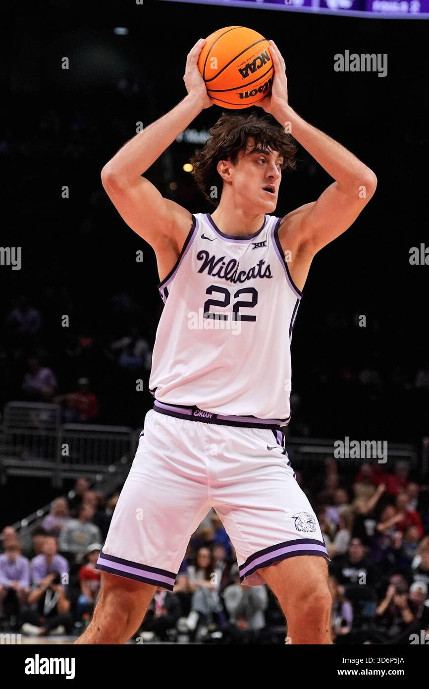 Kansas State center Dorin Buca looks to pass during the first half of ...
