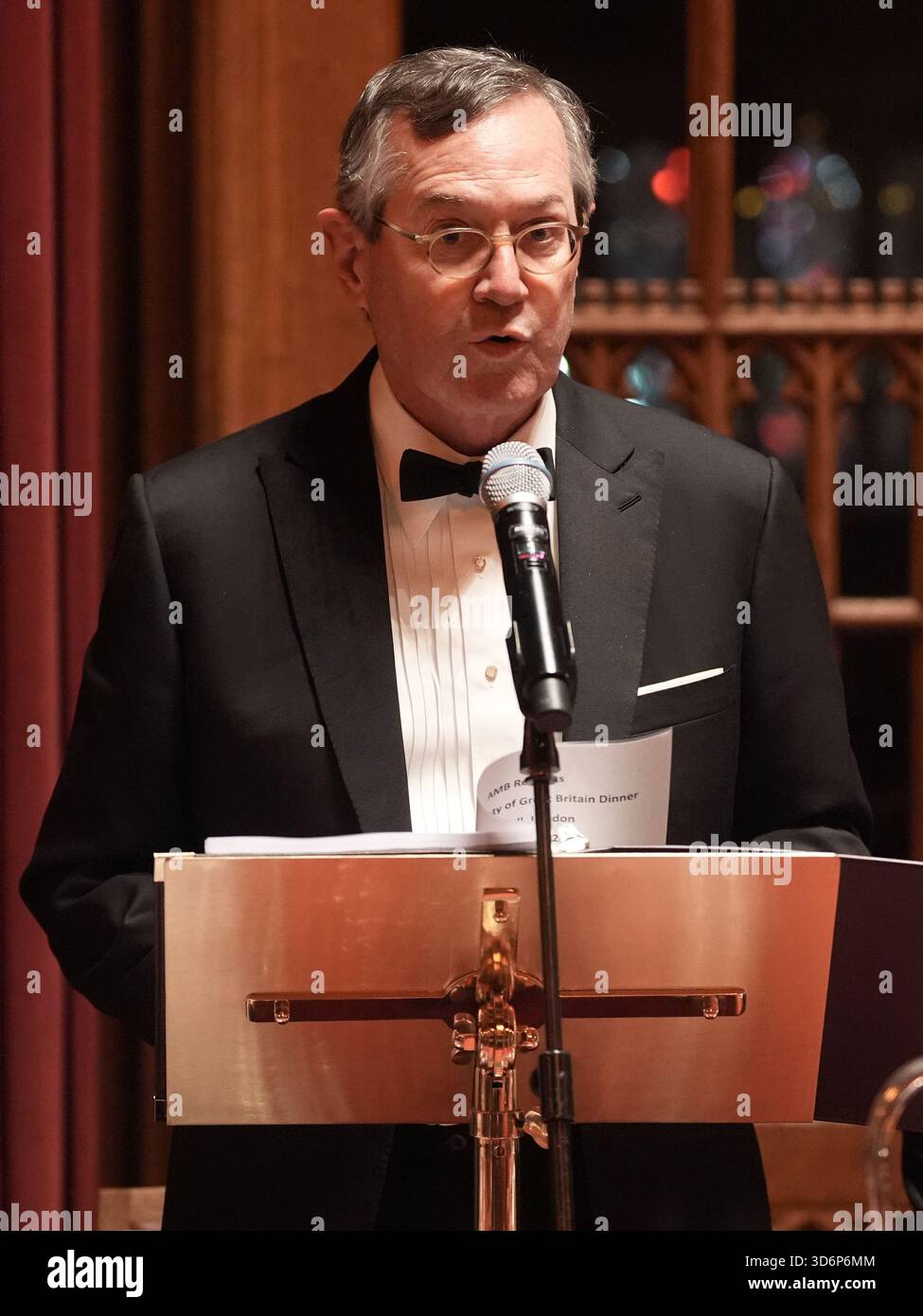 US ambassador to the UK Warren A. Stephens giving a speech at the ...