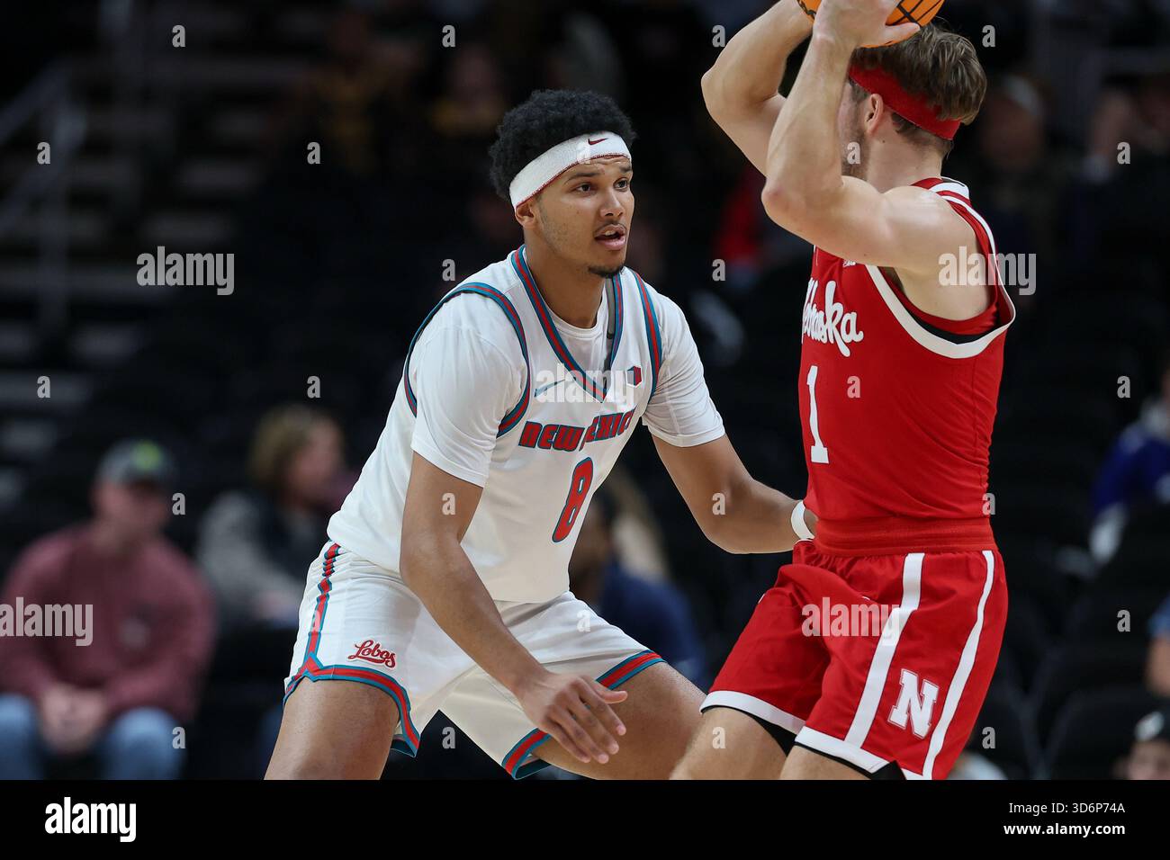 November 20, 2025: New Mexico Lobos guard Chris Howell (8) guards ...