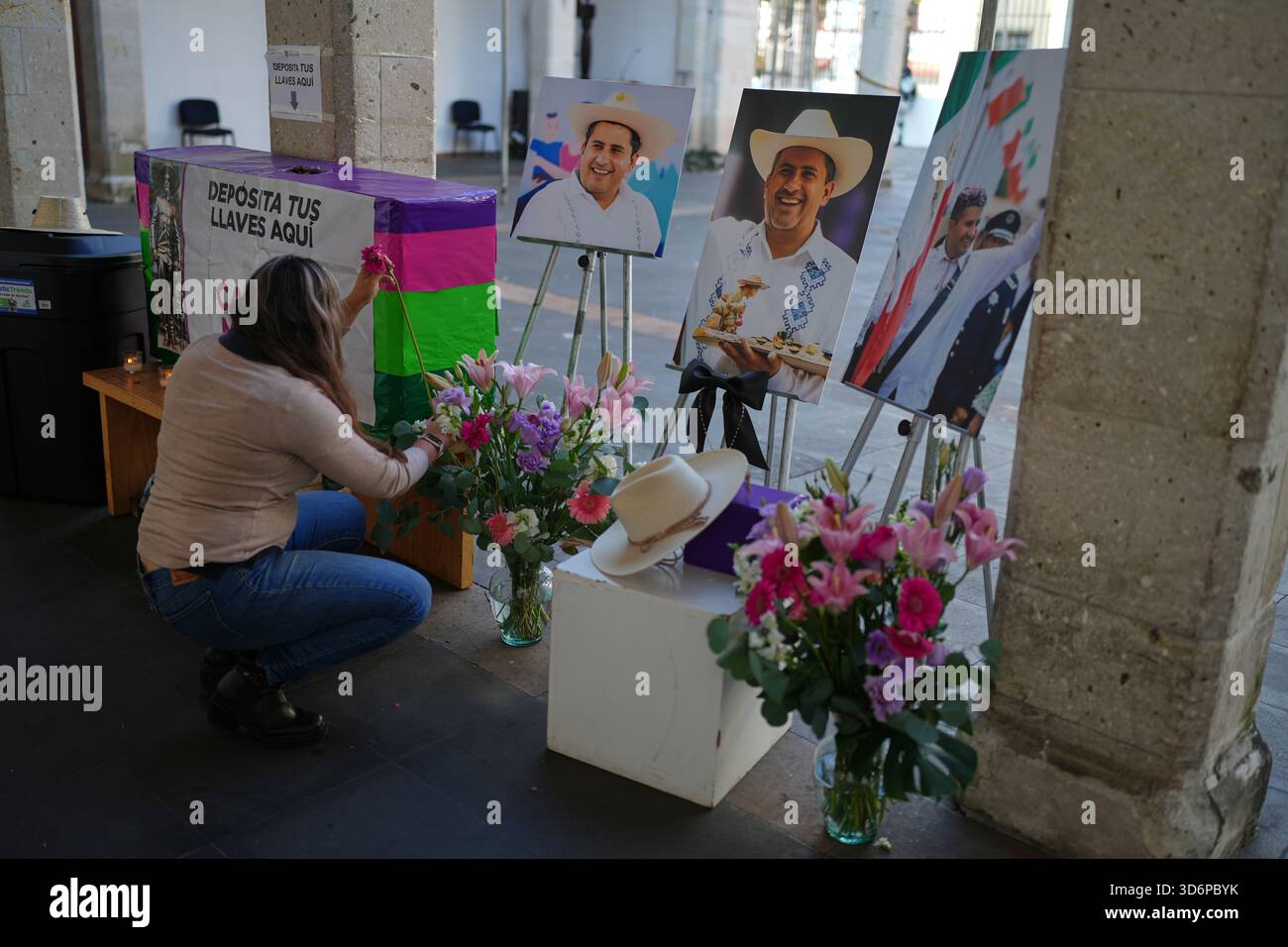 An memorial stands in honor of slain Mayor Carlos Manzo Rodriguez in ...