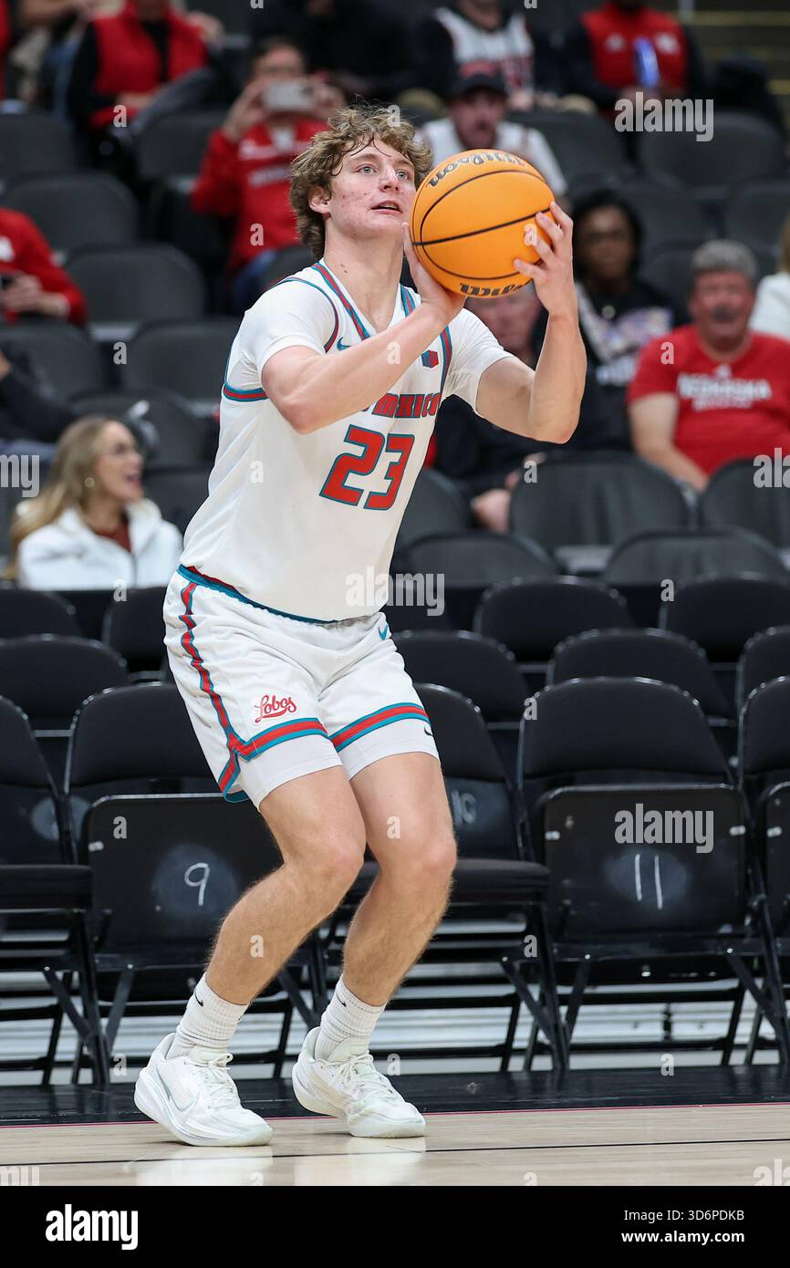 November 20, 2025: New Mexico Lobos guard Jake Hall (23) shoots the ...