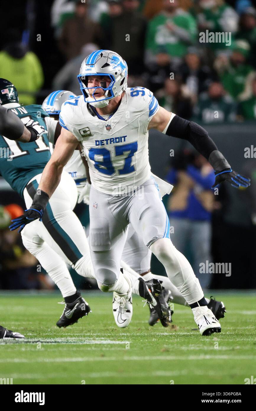 Detroit Lions defensive end Aidan Hutchinson (97) rushes during an NFL ...