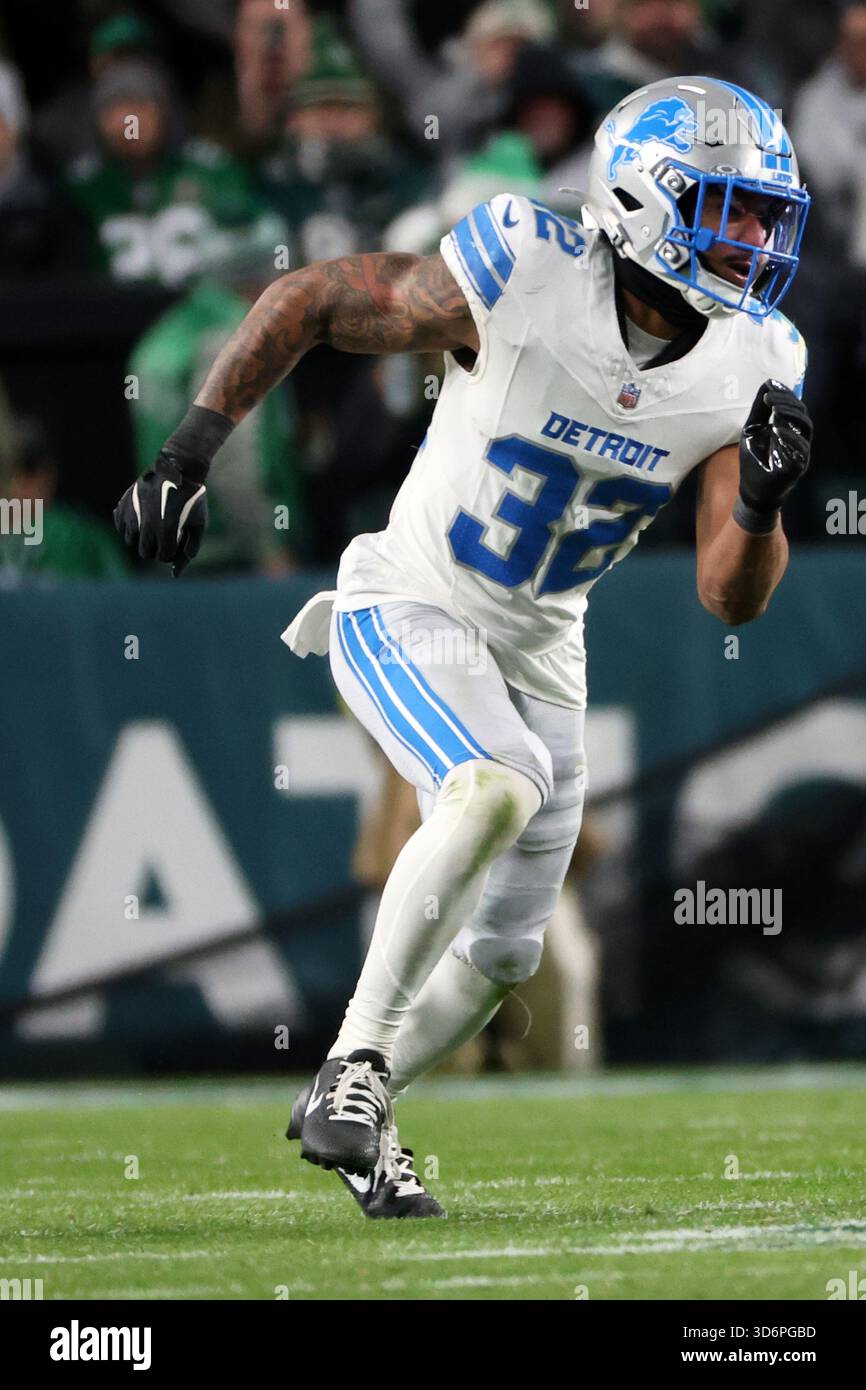 Detroit Lions safety Brian Branch (32) rushes during an NFL football ...