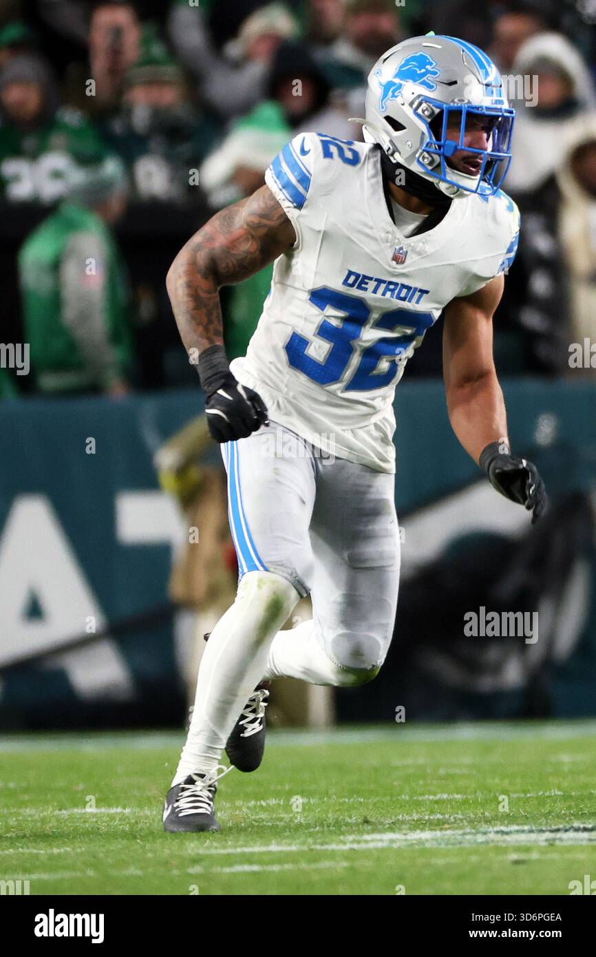 Detroit Lions safety Brian Branch (32) rushes during an NFL football ...