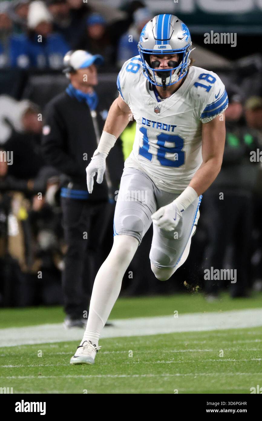 Detroit Lions wide receiver Isaac Teslaa (18) runs a route during an ...