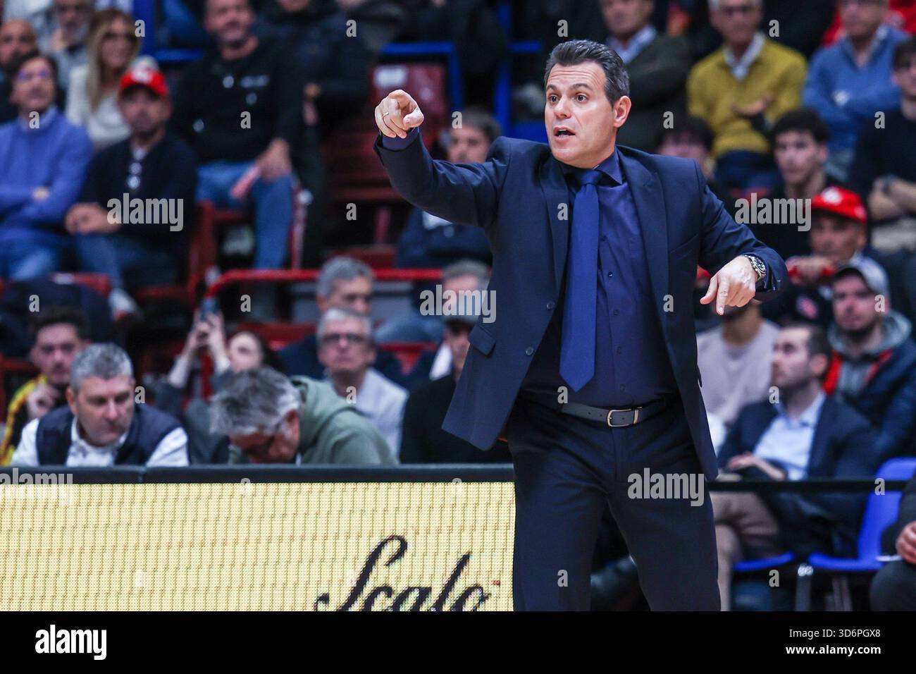 Dimitris Itoudis Head Coach of Hapoel IBI Tel Aviv gestures during ...