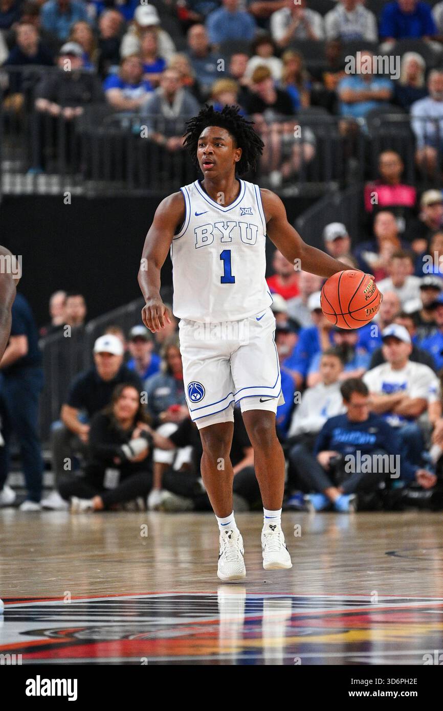 LAS VEGAS, NV - NOVEMBER 03: BYU Cougars guard Robert Wright III (1 ...