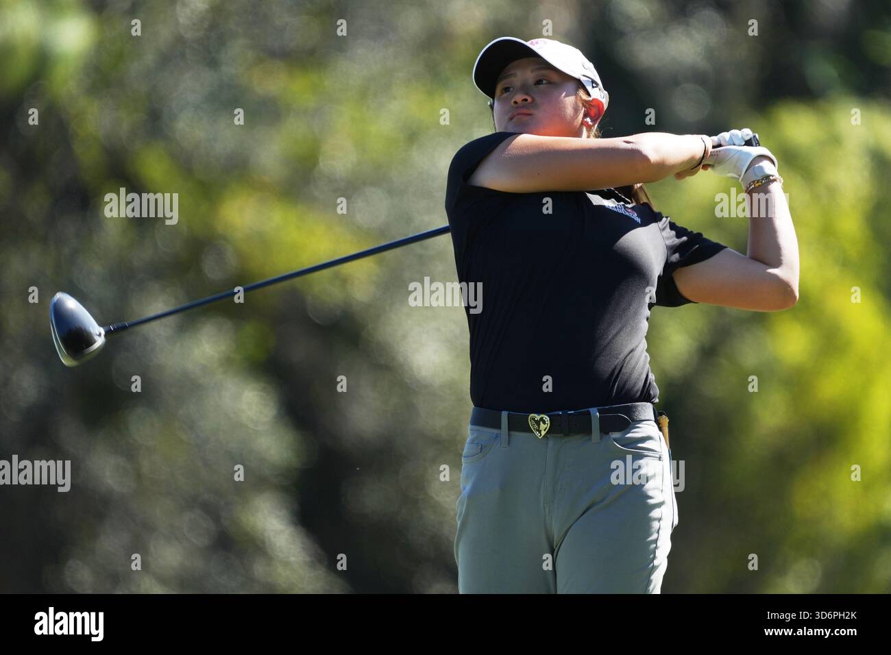 Jenny Bae hits from the third tee during the second round of the LPGA ...