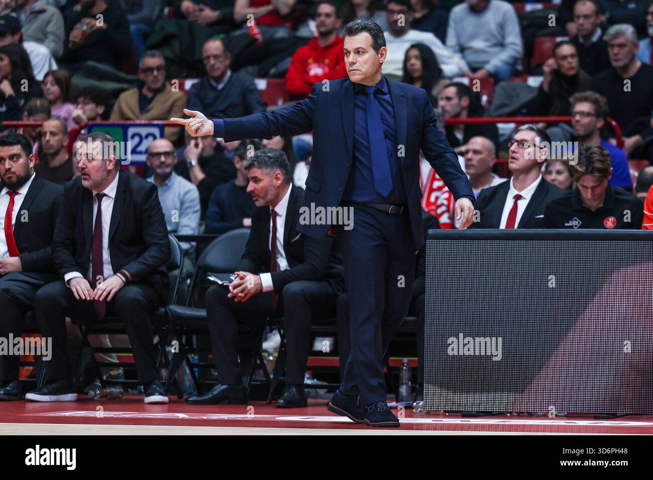 Dimitris Itoudis Head Coach of Hapoel IBI Tel Aviv gestures during ...