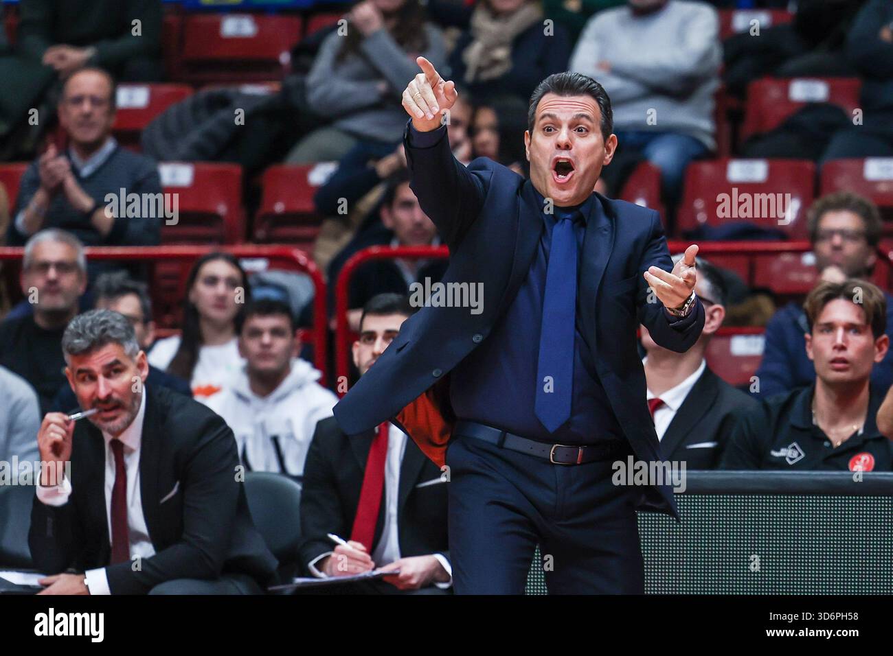 Dimitris Itoudis Head Coach of Hapoel IBI Tel Aviv gestures during ...