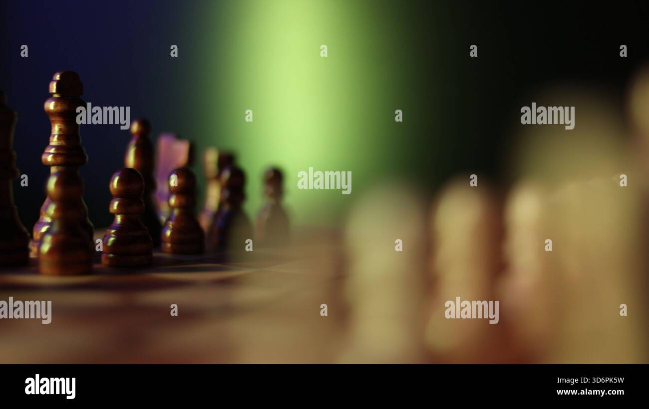 Animated sequence showing chess pieces on revolving board, capturing ...