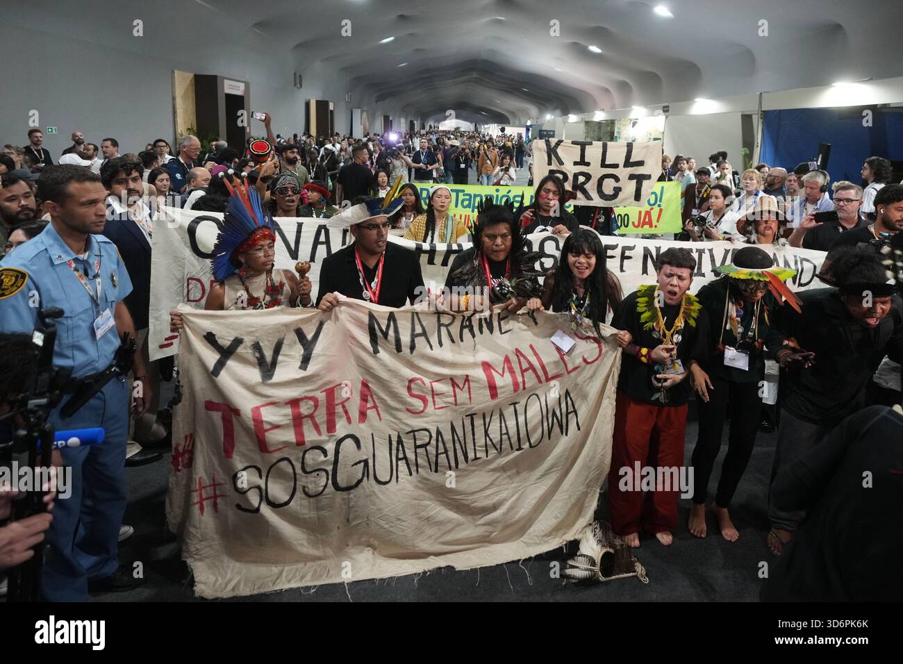 Indigenous activists participate in a protest at the COP30 U.N. Climate ...