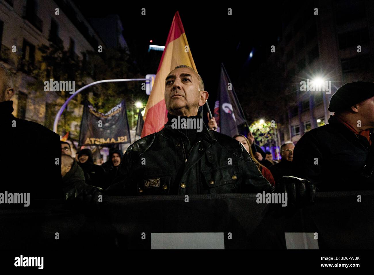 The National Head of La Falange (FE), Manuel Andrino, during a ...
