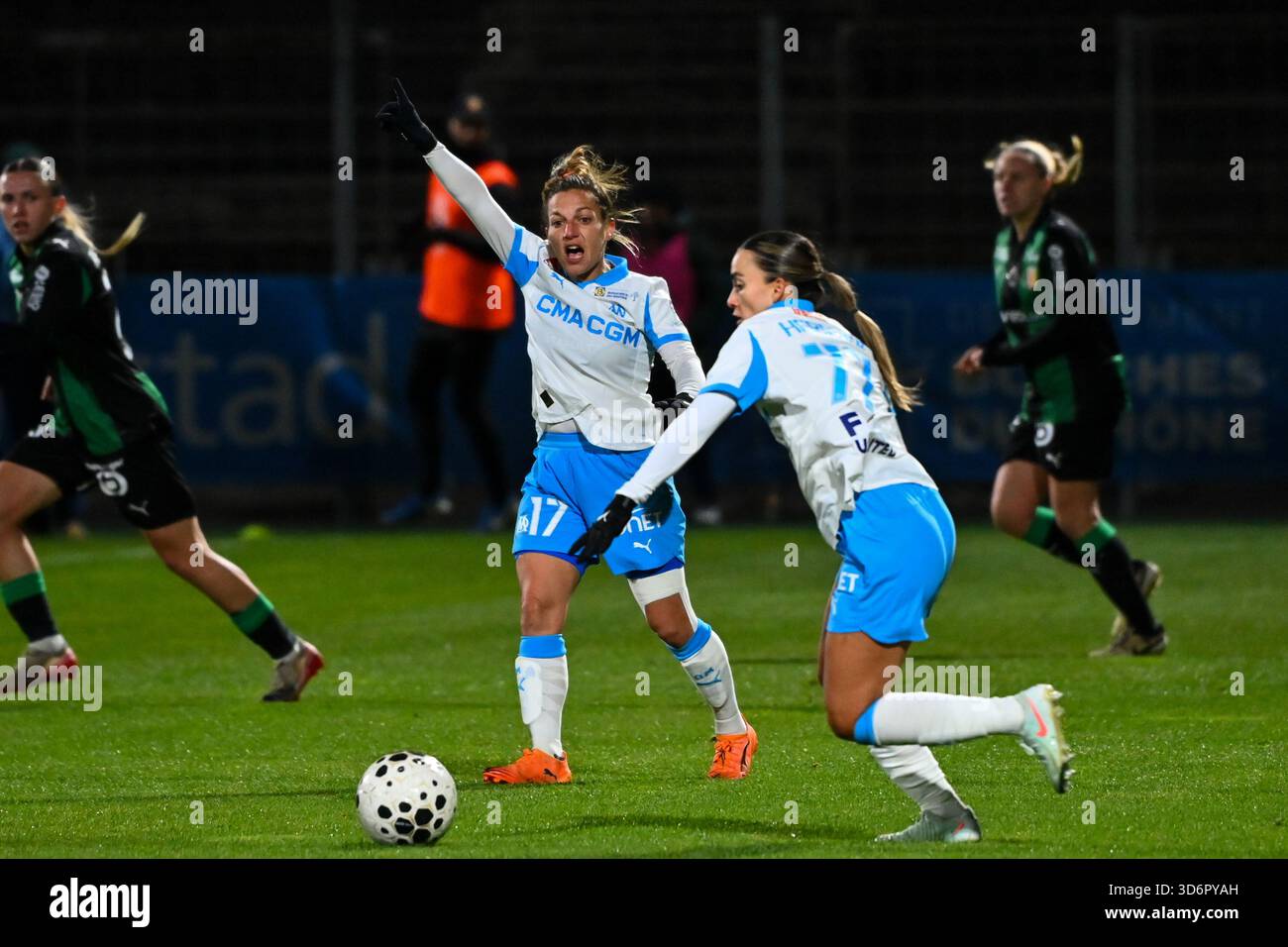 Laura BOURGOIN of Marseille with Melissa HERRERA of Marseille during ...
