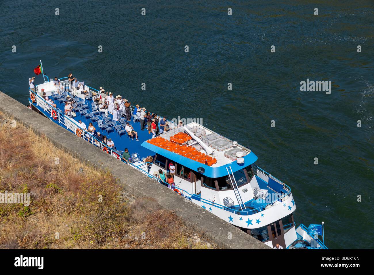 Douro River, river cruise boat Barcadouro waits to enter the lock in ...