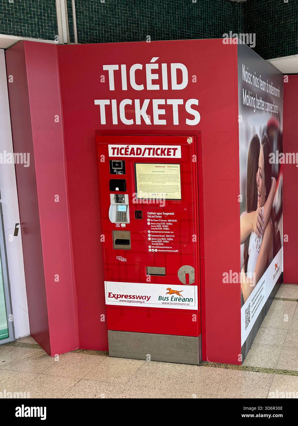 Dublin, Ireland - October 21, 2025: Ticket machines Busaras central bus ...