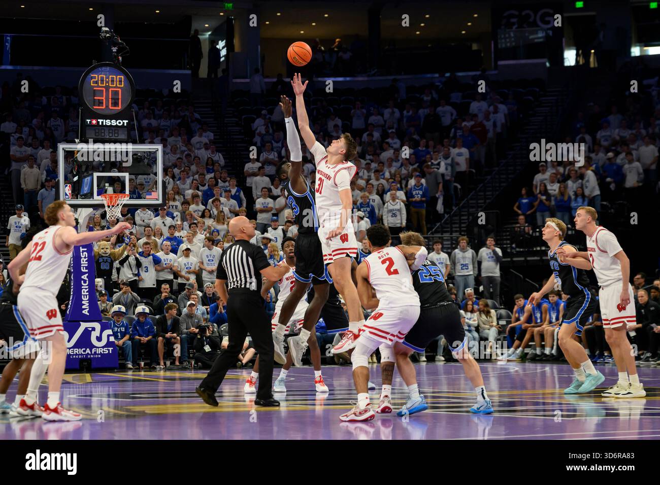 Wisconsin forward Nolan Winter (31) gains possession of the ball from ...