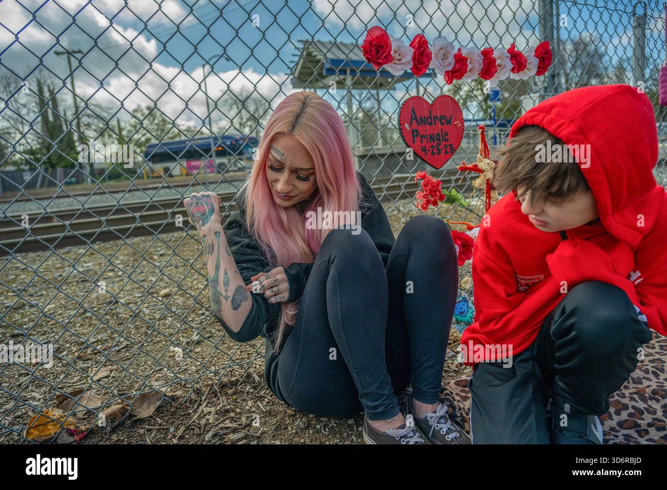 March 18, 2025, Sacramento, Ca: Erika Pringle, 37, shows a heart tattoo ...