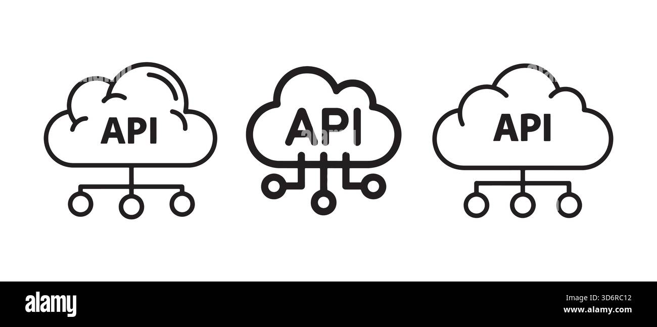 Application Programming Interface API vector cloud icons connection and ...