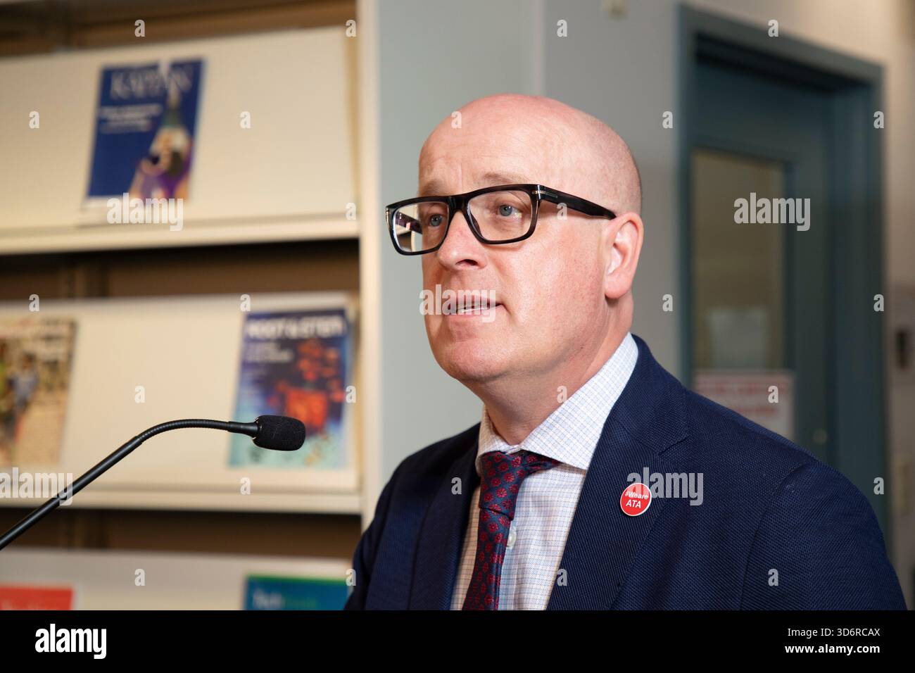 Alberta Teacher's Association president Jason Schilling speaks to the ...
