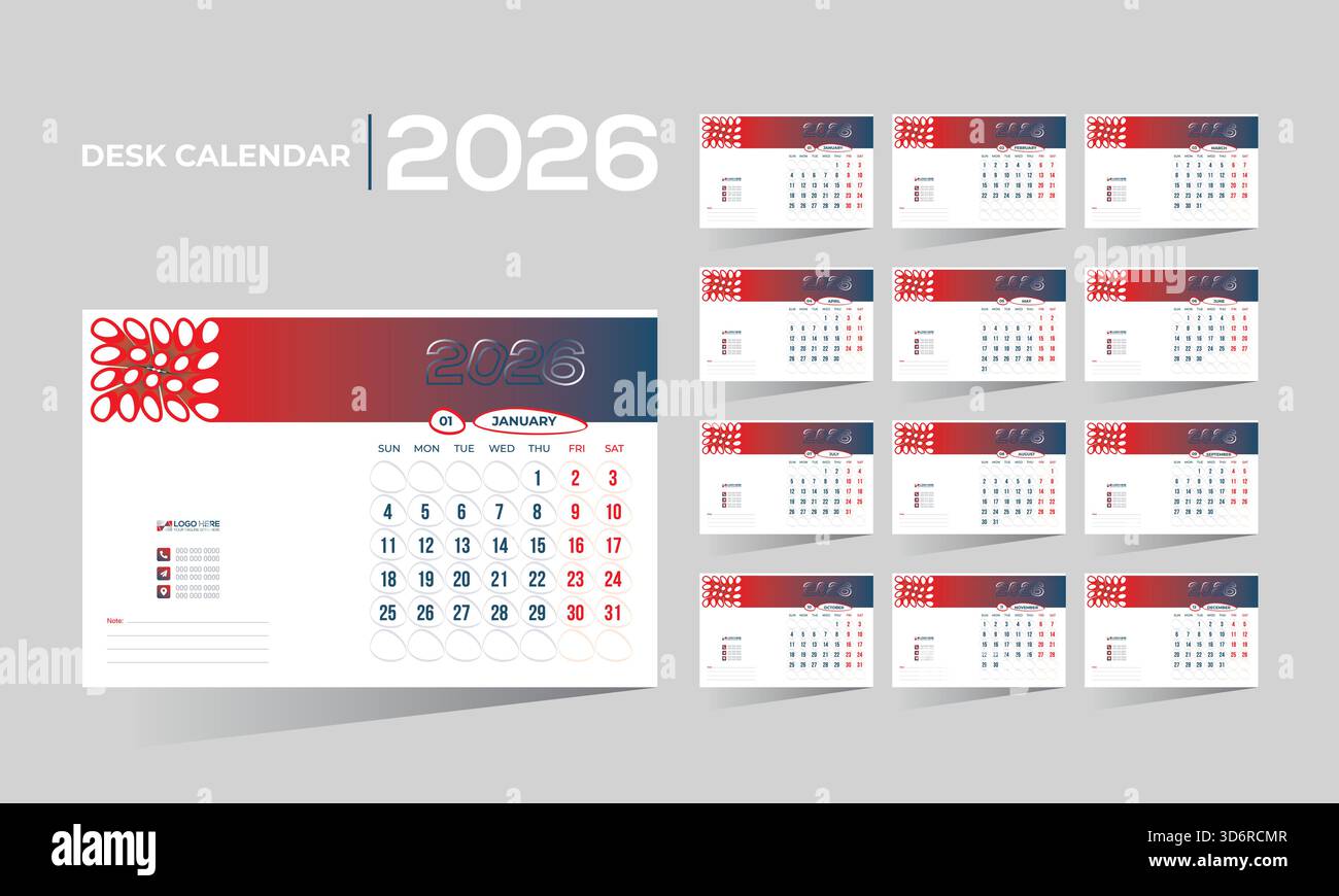 December 2026 calendar on desk Stock Vector Images - Alamy