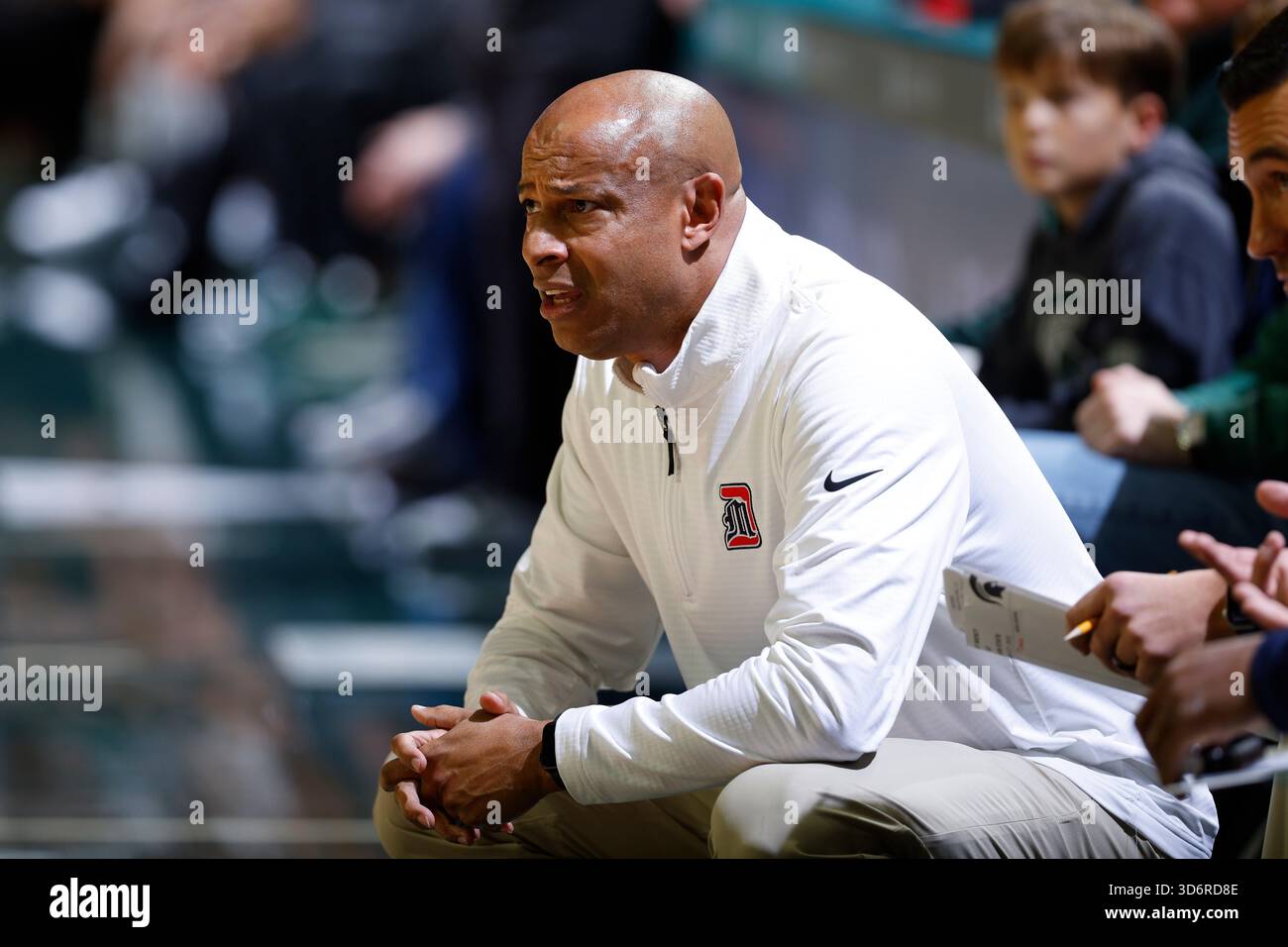 Detroit Mercy coach Mark Montgomery watches the first half of an NCAA ...
