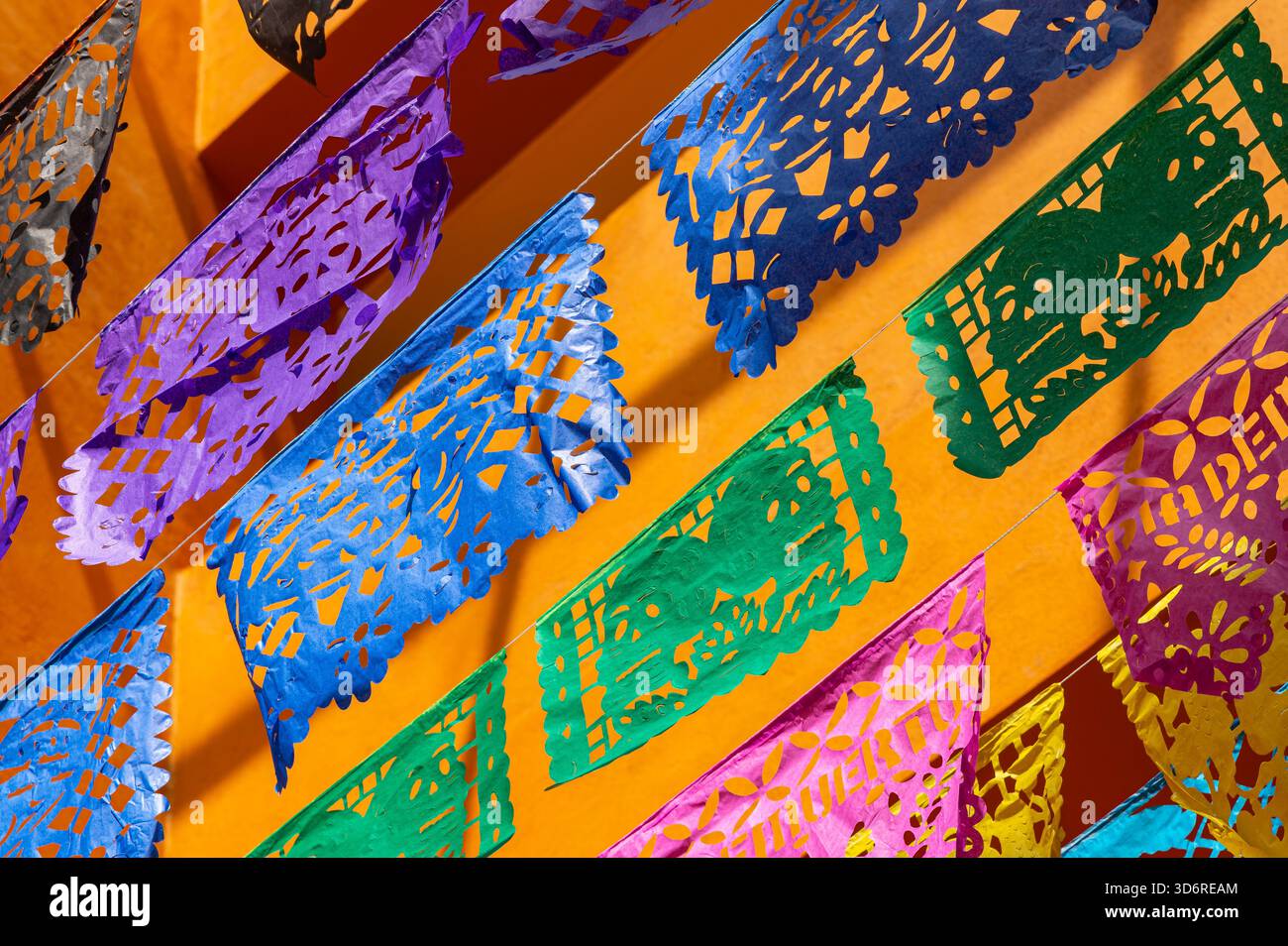 Day of the Dead decor: Colorful papel picado texture. Mexico Stock ...