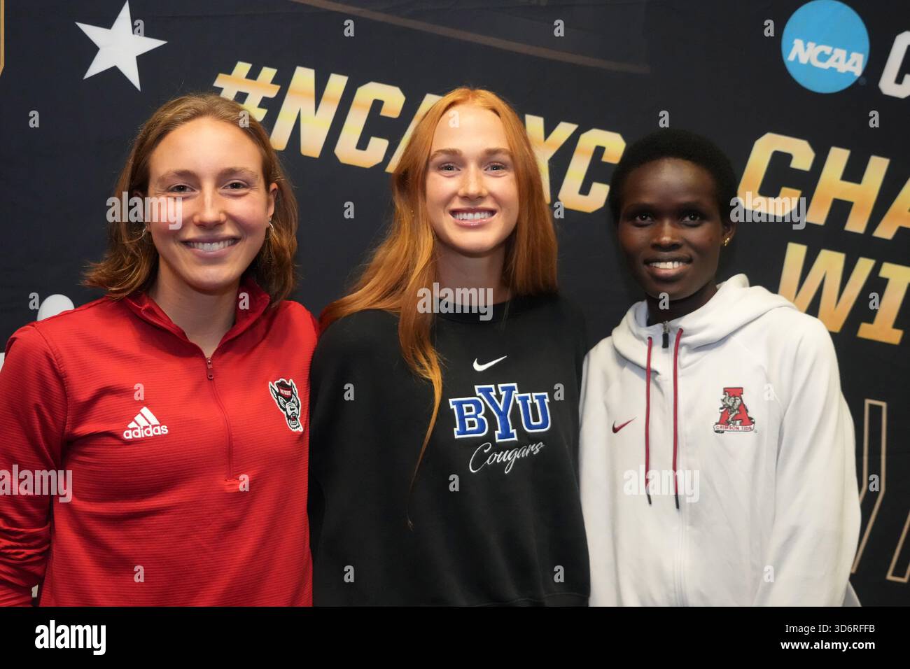 Grace Hartman of NC State (left), Jane Hedengren of BYU (center) and ...