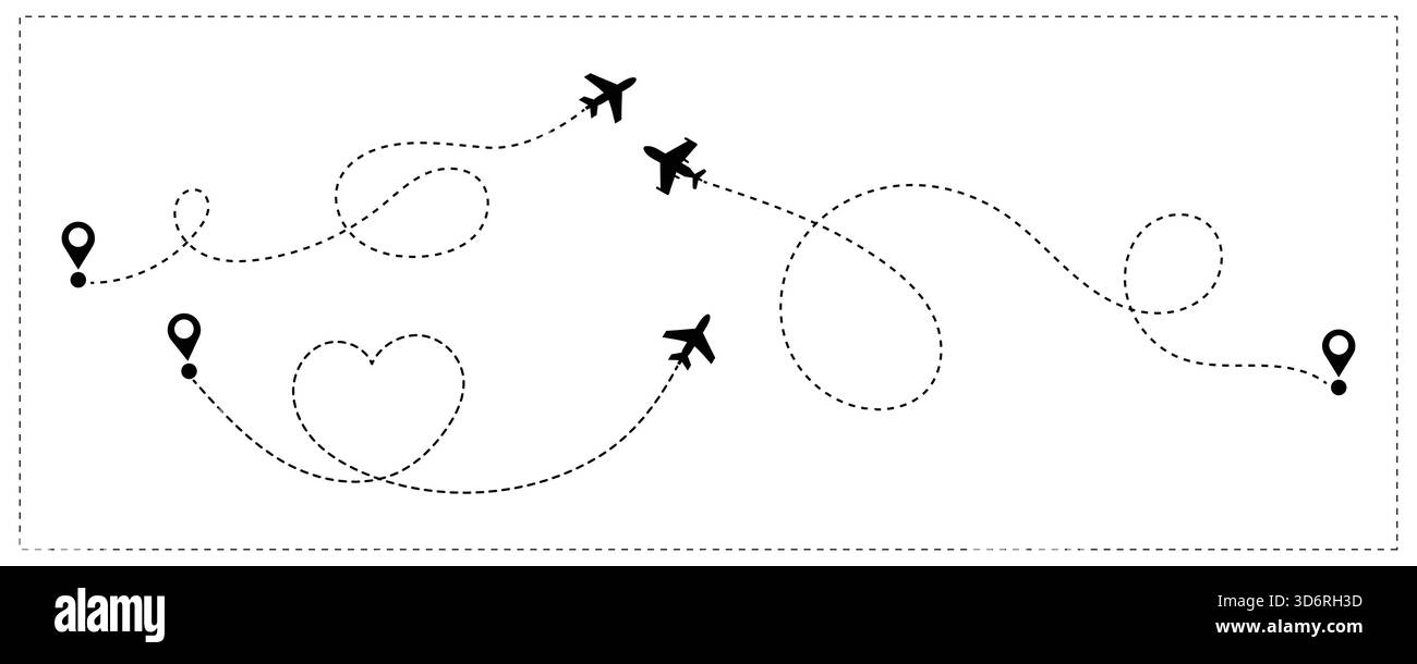 Dotted flight path Cut Out Stock Images & Pictures - Alamy