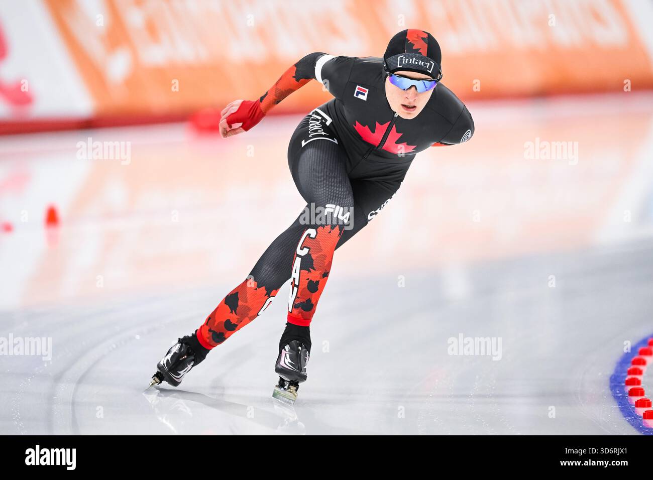CALGARY, AB - NOVEMBER 21: Laura Hall (CAN) races during the 3000m ...
