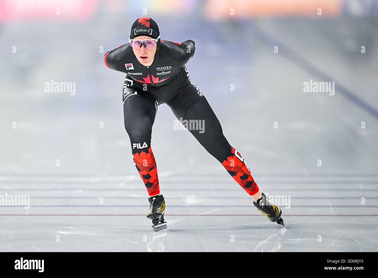 CALGARY, AB - NOVEMBER 21: Ivanie Blondin (CAN) races during the 3000m Women at ISU World Cup ...