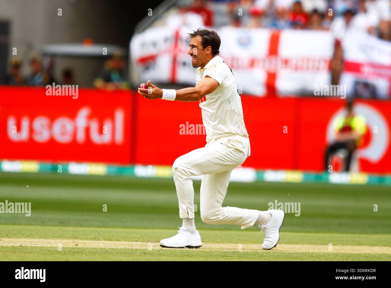 Australia's Mitchell Starc celebrates the wicket of England's Zak ...