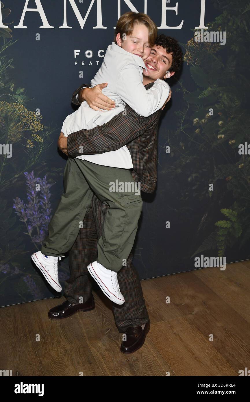 (L-R) Jacobi Jupe and Noah Jupe attend the 'Hamnet' film screening reception at the Whitney ...