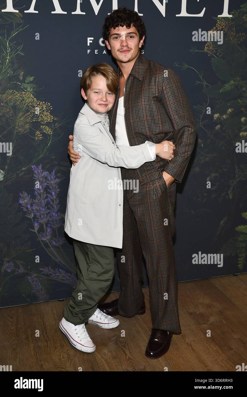 (L-R) Jacobi Jupe and Noah Jupe attend the 'Hamnet' film screening reception at the Whitney ...